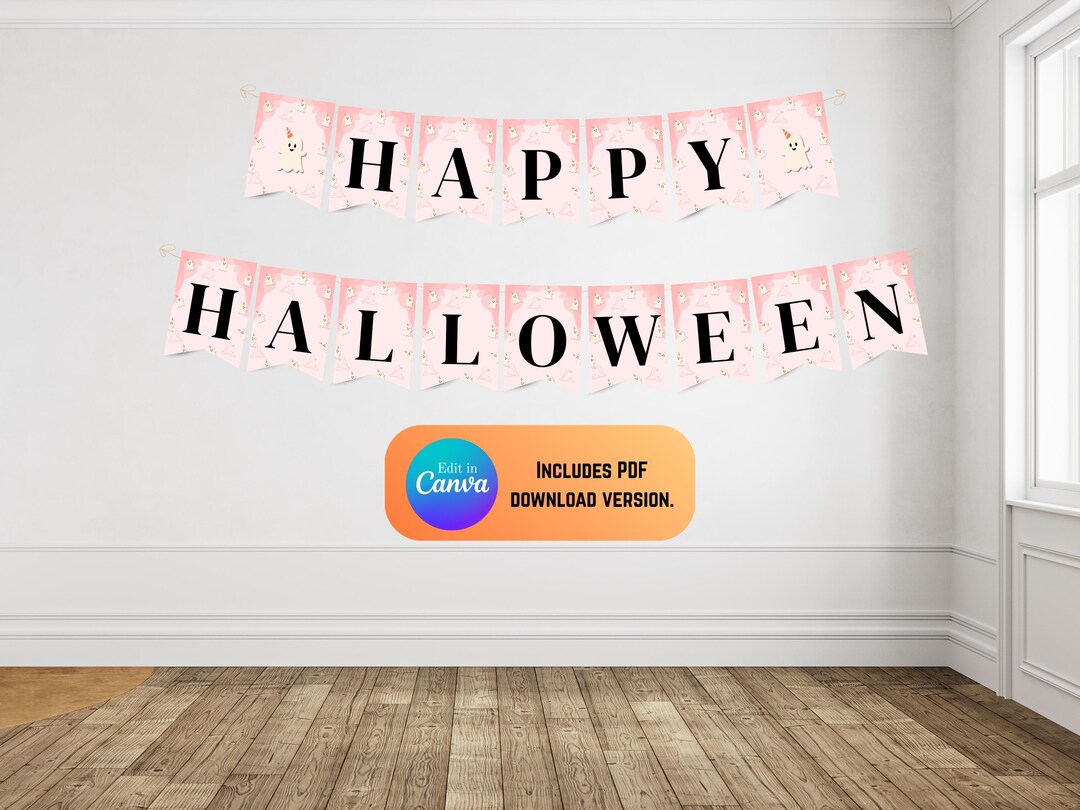 Halloween Bunting Banner, Editable Pinkoween Halloween Party Banner ...