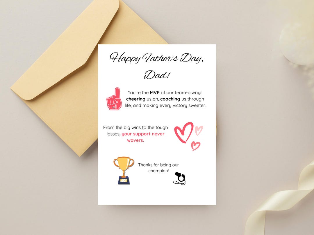Father's Day Sports Printable Card, INSTANT DOWNLOAD, Happy Father's ...
