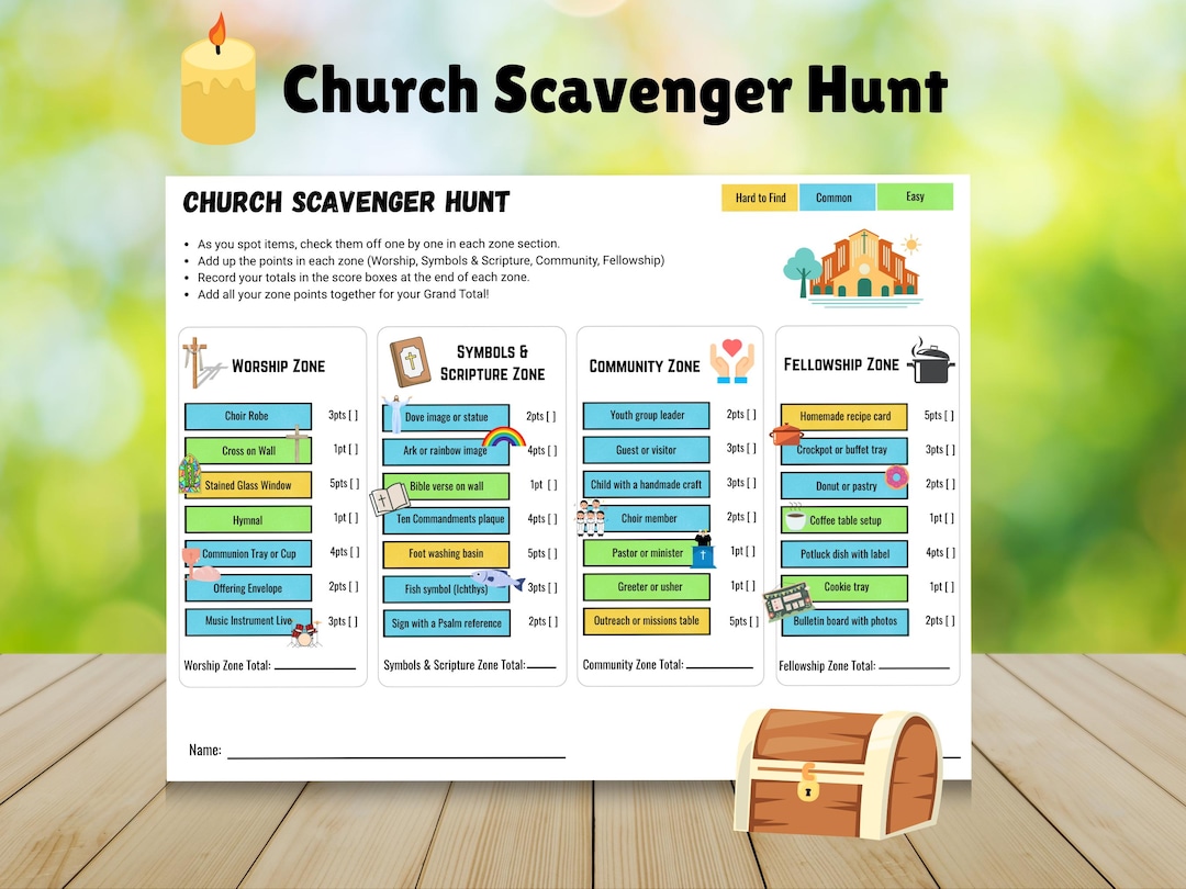 Church Scavenger Hunt: Youth Group Bible Game (printable Digital ...