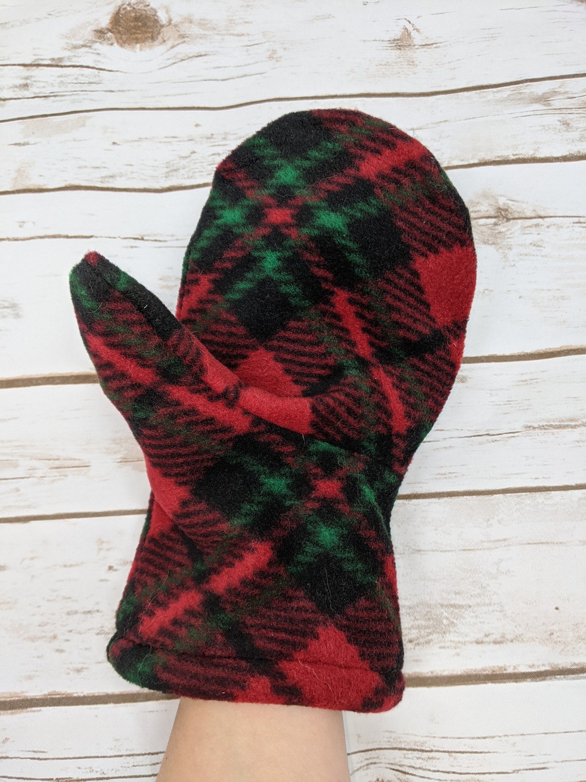 Tartan Plaid Double Layer Fleece Mittens, Red/green/black - Etsy UK