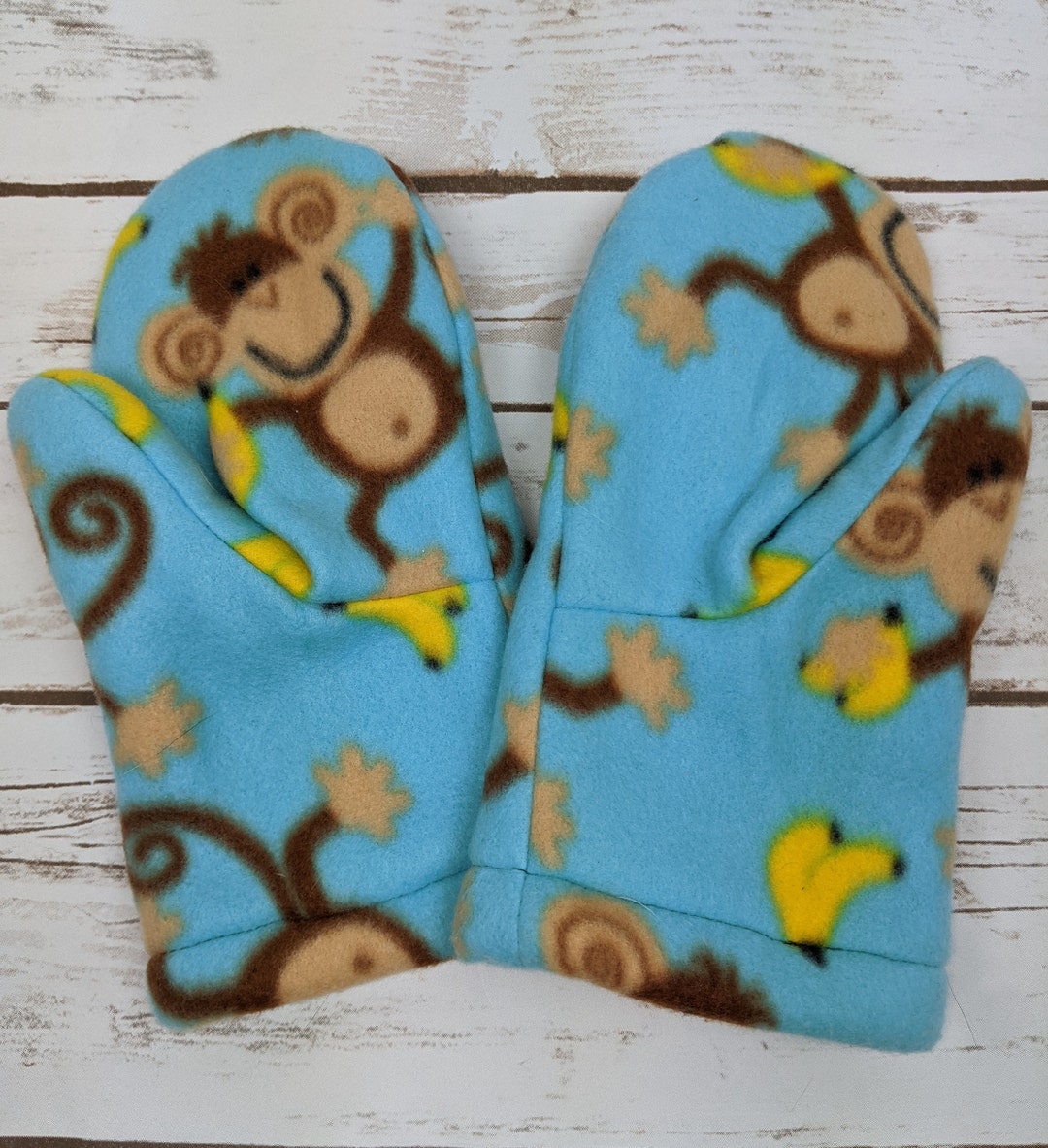 Buy Funky Monkey and Bananas Double Layer Fleece Mittens Online in ...