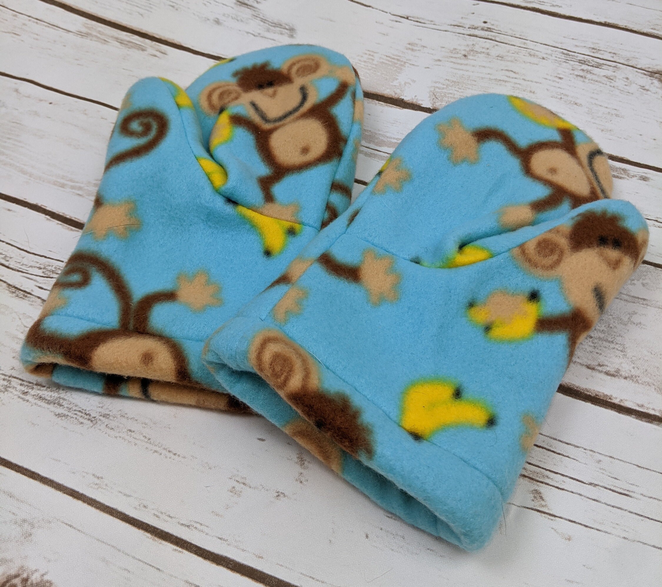 Buy Funky Monkey and Bananas Double Layer Fleece Mittens Online in ...