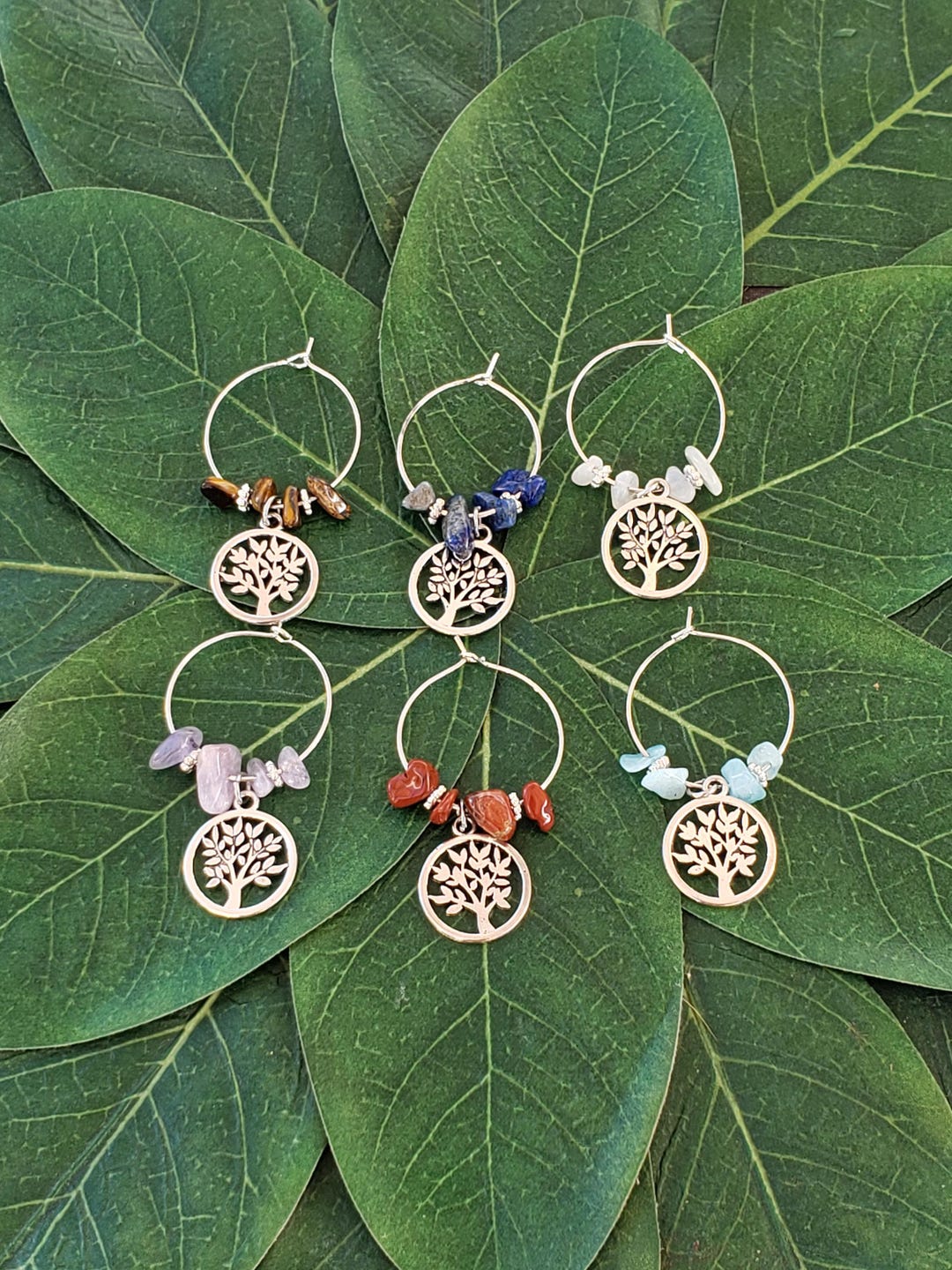 Tree of Life Wine Charm With Gemstones | Mystical Wine Charms| Pagan ...