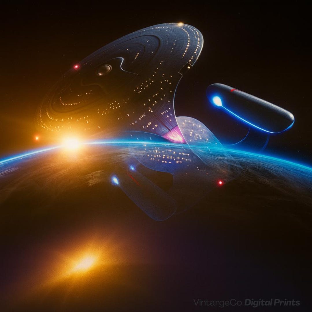 Star Trek Wall Art, TNG Starships Print, Enterprise D Artwork ...