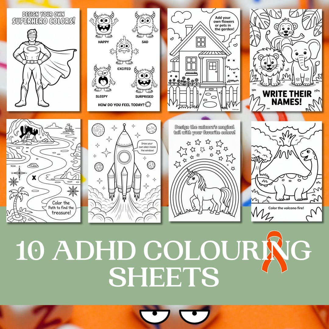 ADHD Friendly Coloring Pages for Kids, Coloring Pages to Help Kids ...