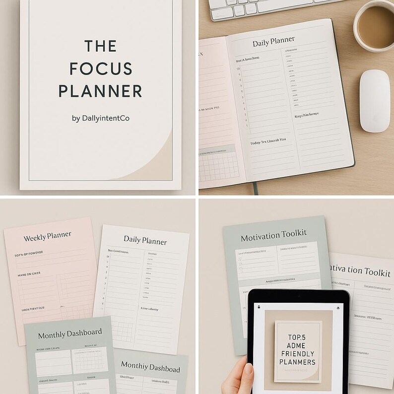 Undated Printable Planner PDF | Daily, Weekly & Monthly Pages | Habit ...