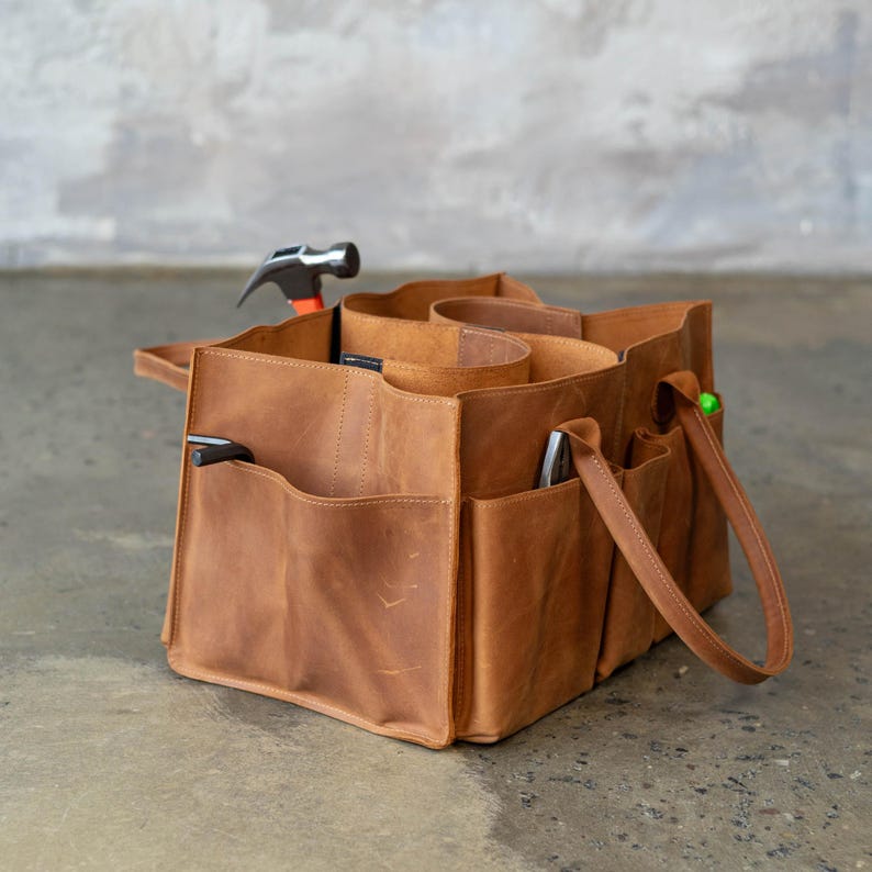 Heavy Duty Leather Tool Bag, Custom Electrician, Carpenter & Gardening ...