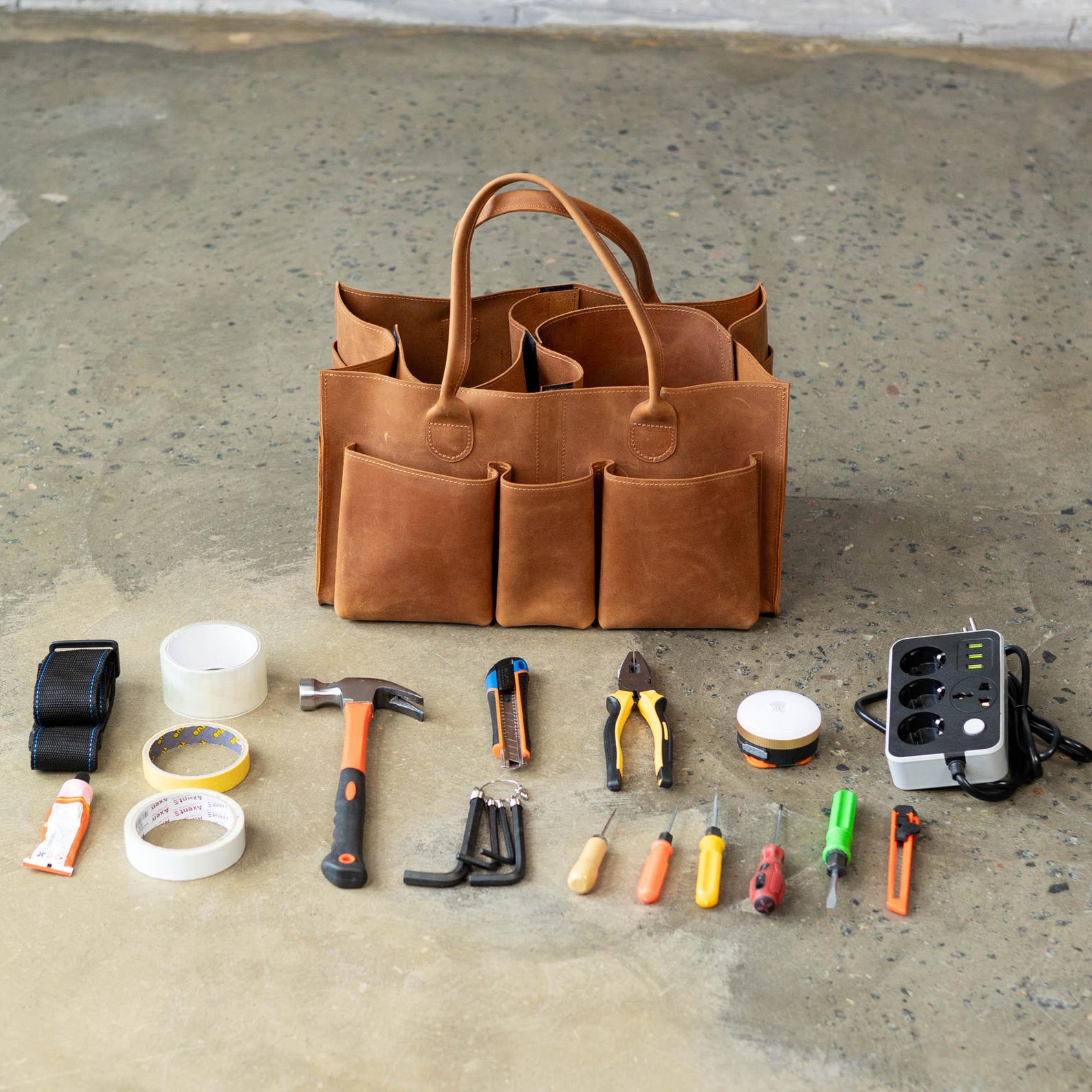 Heavy Duty Leather Tool Bag, Custom Electrician, Carpenter & Gardening ...