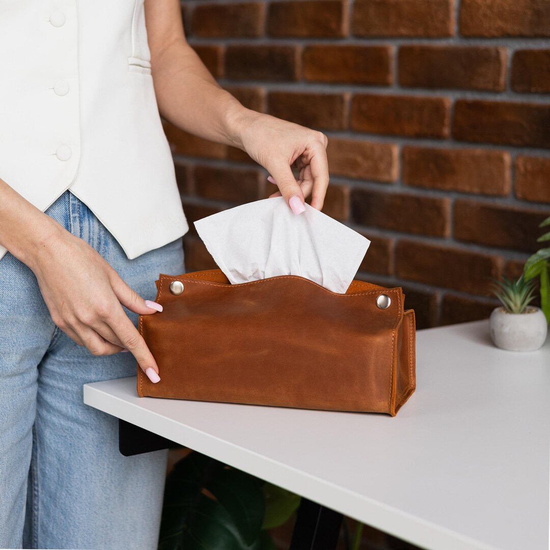 Leather Tissue Box Cover, Tissue Box Holder, Custom Tissue Box Cover ...