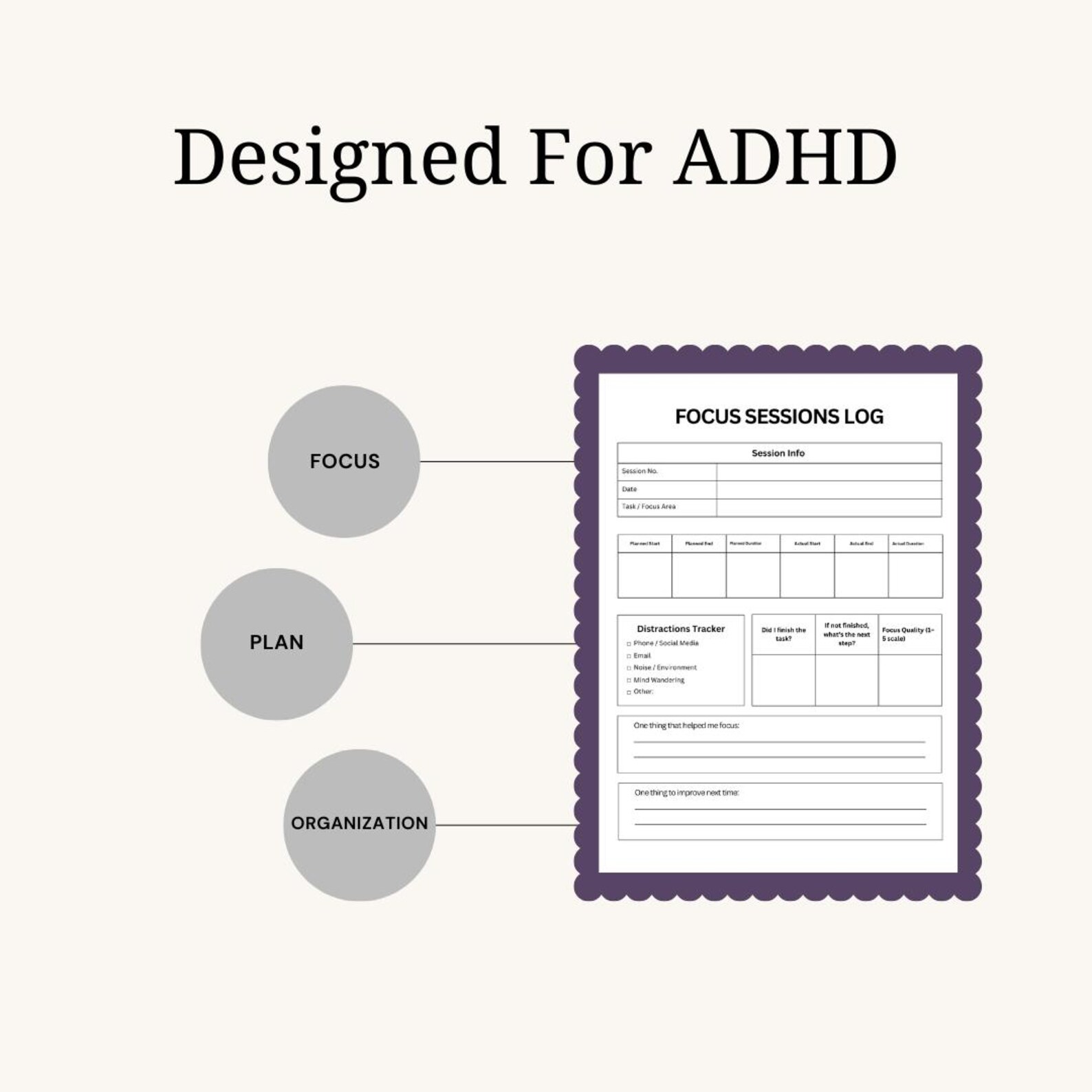 ADHD Work Planner: Business Tracker, Office Plans, Digital and ...