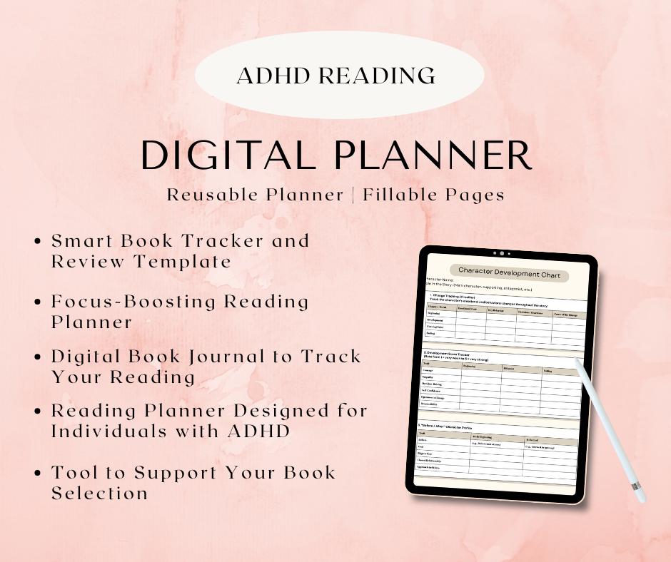 ADHD Digital Reading Journal, ADHD Book Review Journal, Digital Book ...