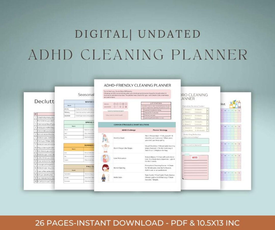ADHD Digital Cleaning Schedule, ADHD Cleaning Planner, ADHD Cleaning ...