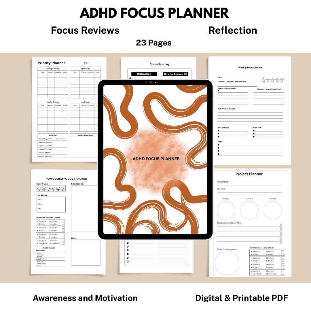 ADHD Focus Planner: Priority Matrix, Digital Task Management - Etsy