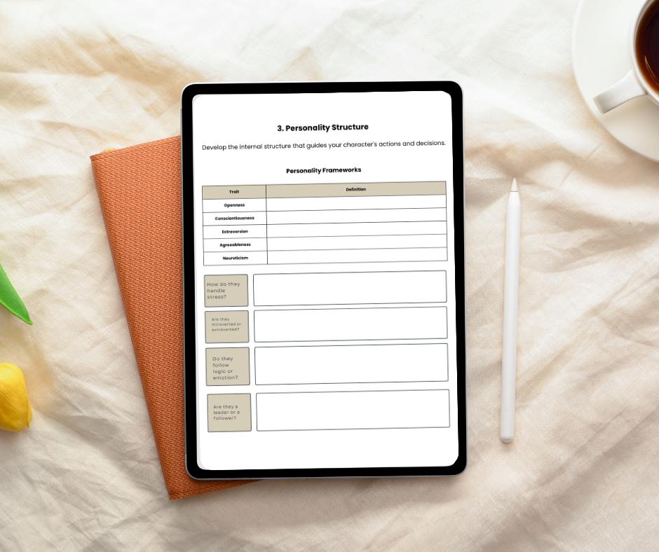Novel Character Sheet, Novel Writing, Author Journal, Character Chart ...