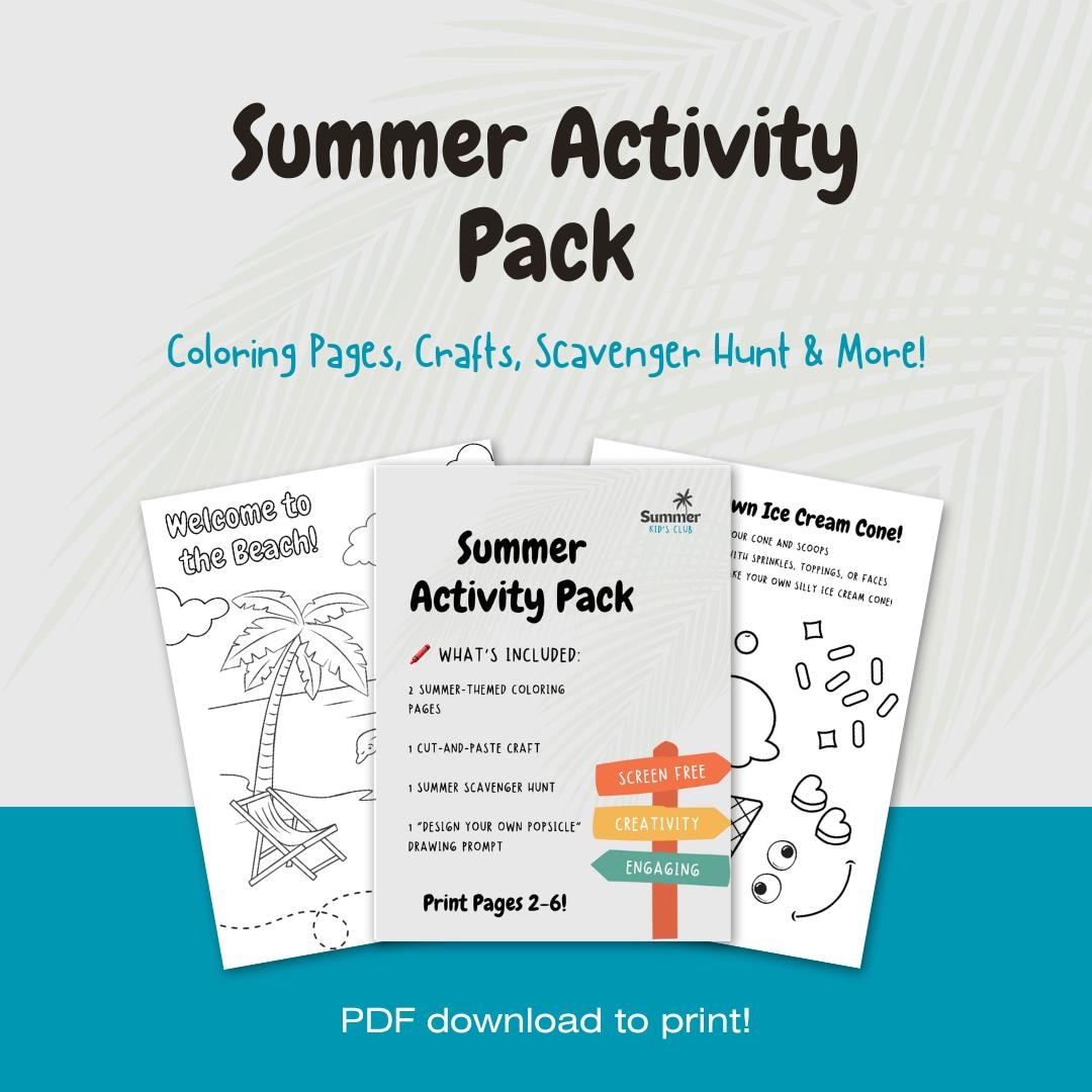 Printable Summer Activity Pack for Kids – Coloring Pages, Crafts ...