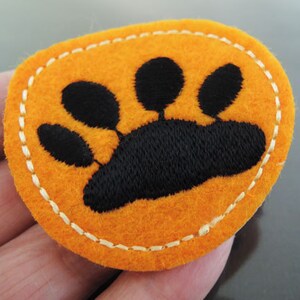 Paw Patches - Iron on Patch Paw Print Patch Orange Black Paw Applique ...