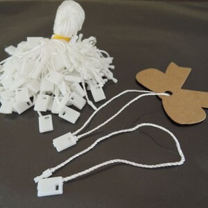 Hang Tag String - 100pcs White Hang Tag String With Plastic Fastener - Etsy