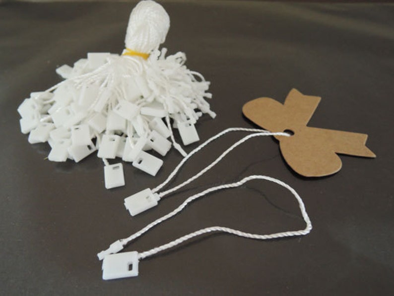 Hang Tag String 100pcs White Hang Tag String With Plastic | Etsy