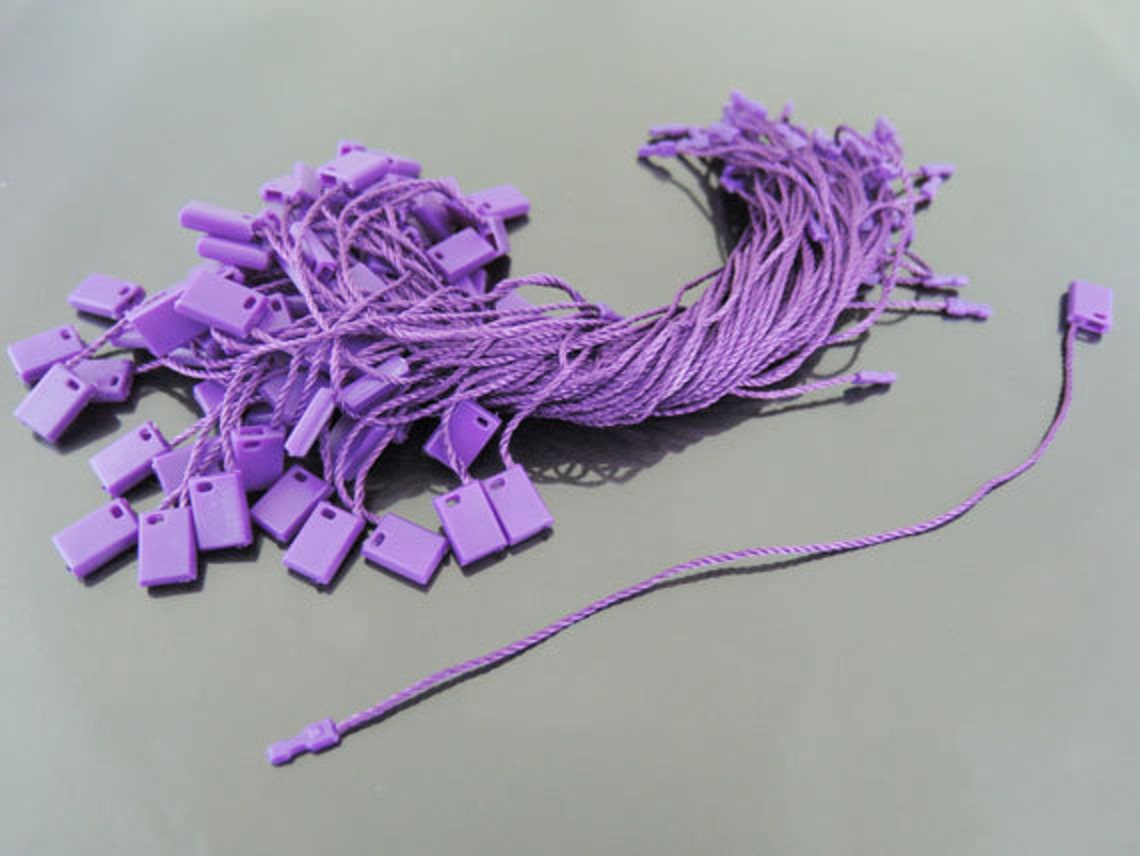 Hang Tag String 100pcs Purple Hang Tag String With Plastic - Etsy