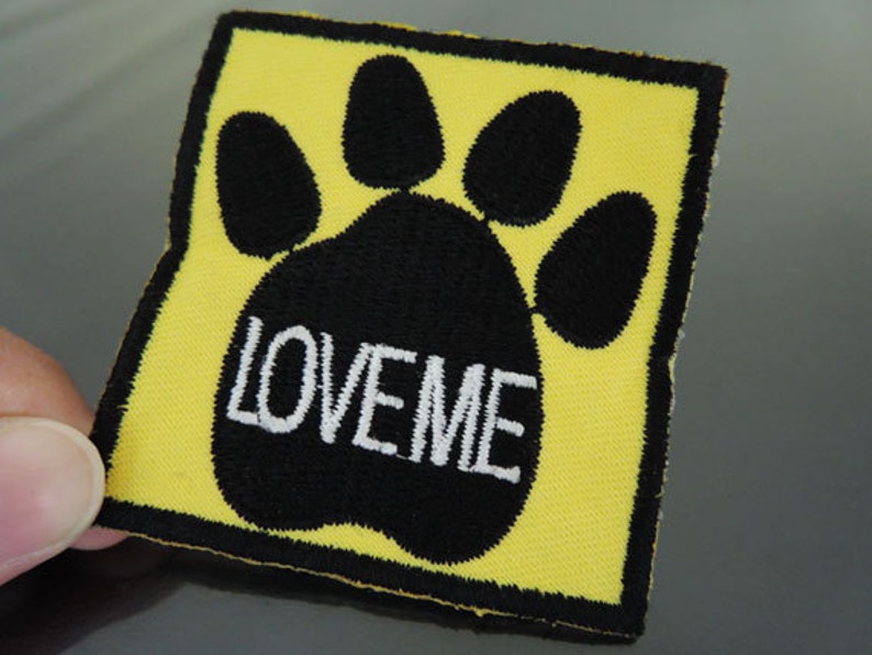 Paw Patches - Iron on Patches Paw Print Patch With LOVE ME Word ...