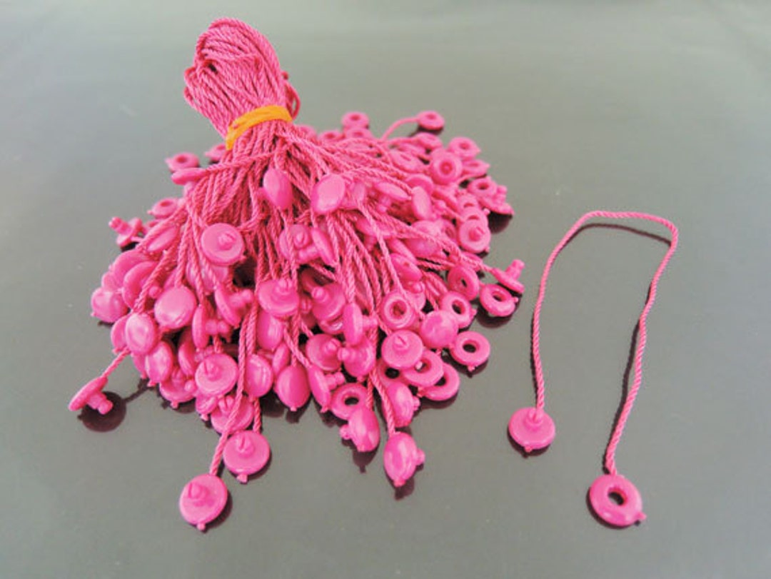 Hang Tag String - 100pcs Hot Pink Hang Tag String With Round Plastic ...
