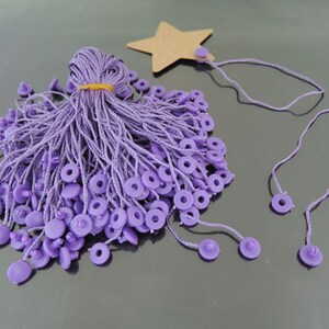 Hang Tag String - 100pcs Purple Hang Tag String With Round Plastic ...