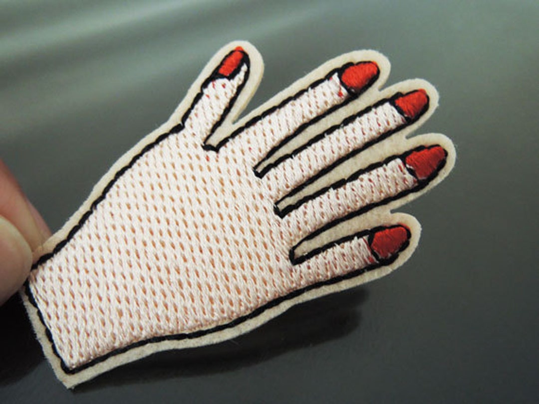 Iron on Patch - Finger Patch Feminist Five Finger With Red Nail Hand ...