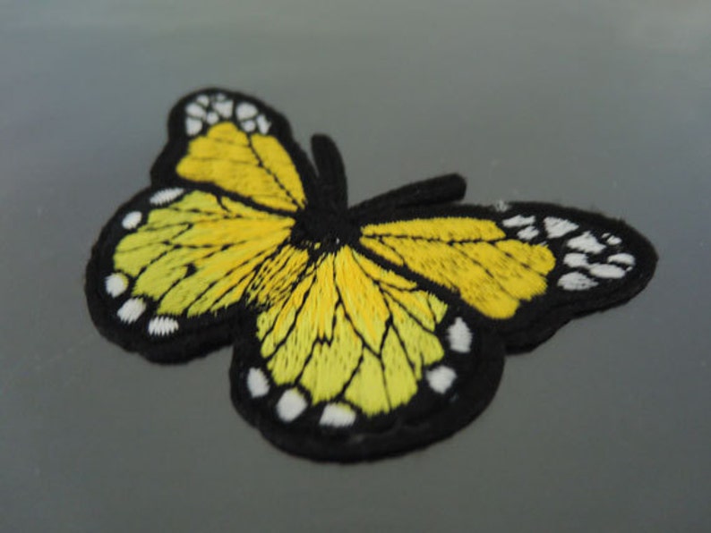 Iron On Patch or Sewing on Embroidery Yellow Butterfly Patches | Etsy
