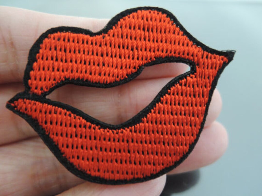 Iron on Patch - Small Red Lip Patches Iron on Applique Embroidered ...