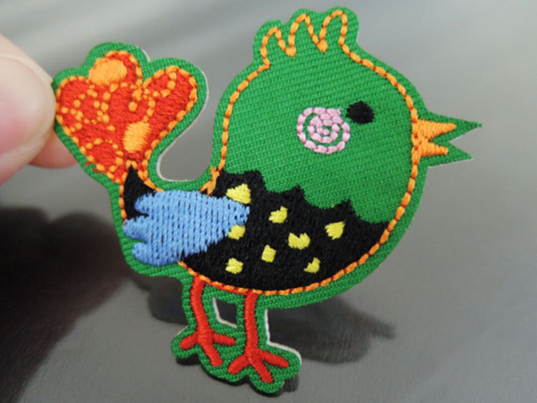 Cute Bird Patch Animal Cartoon Patches Green Birds Patch Applique ...