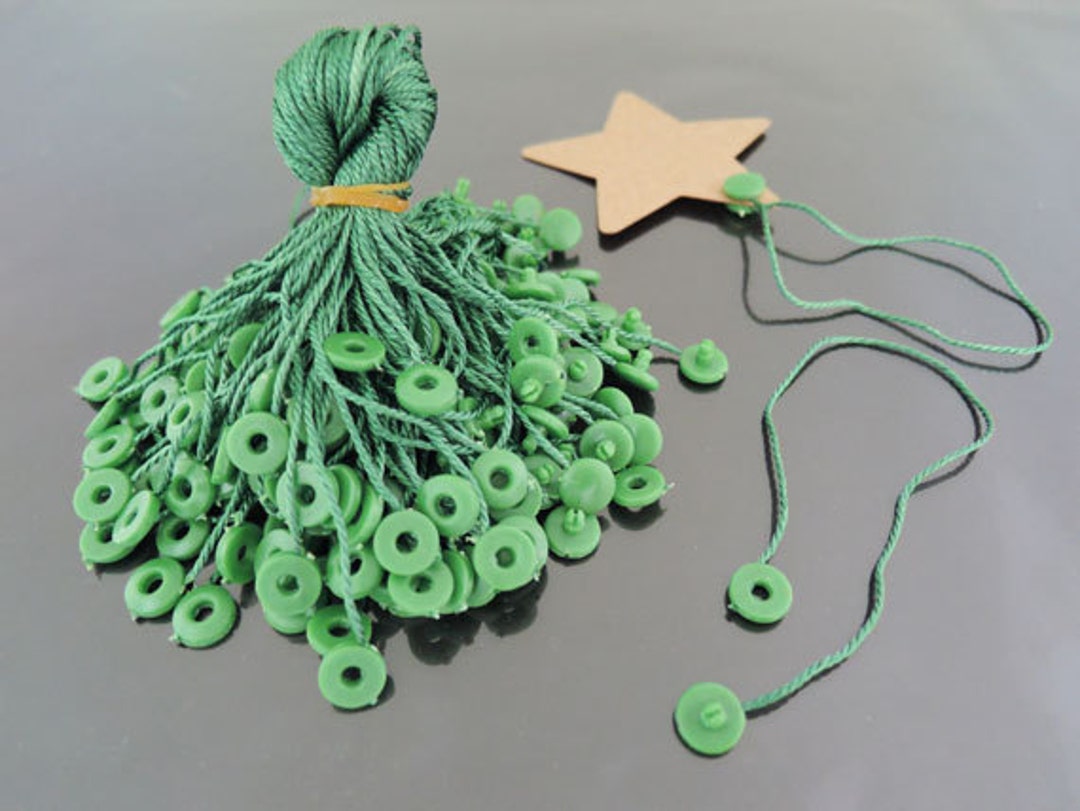 Hang Tag String - 100pcs Green Hang Tag String With Round Plastic ...