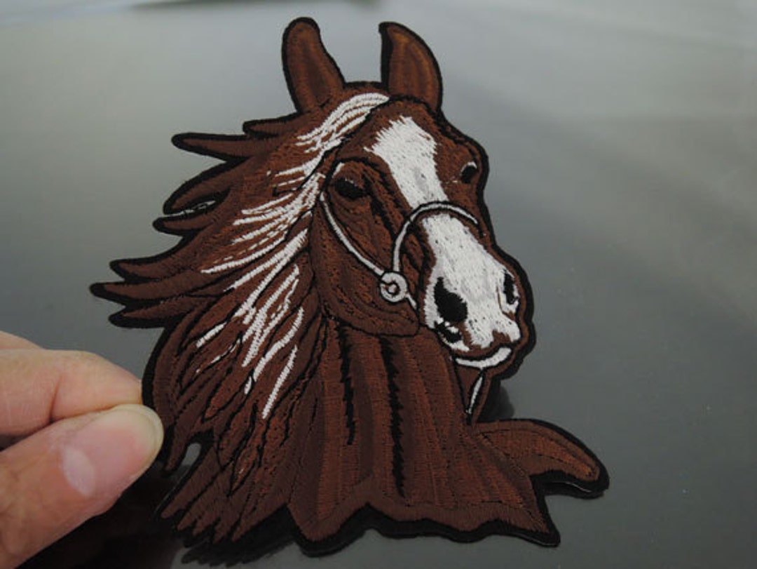 Large Iron on Patch or Sewing on Embroidery Brown Horse Patch Appliques ...