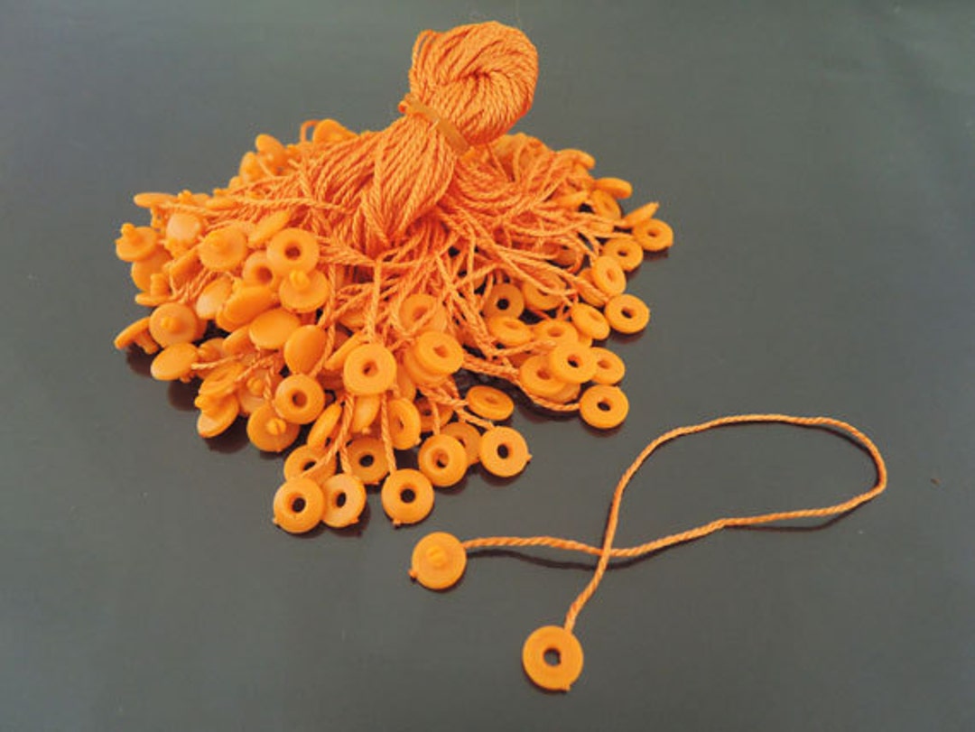 Hang Tag String - 100pcs Orange Hang Tag String With Round Plastic ...