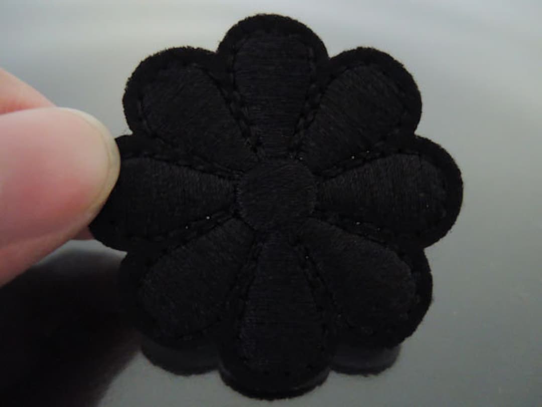 Black Flower Patch Flower Patches Badge Patch Applique Embroidered ...