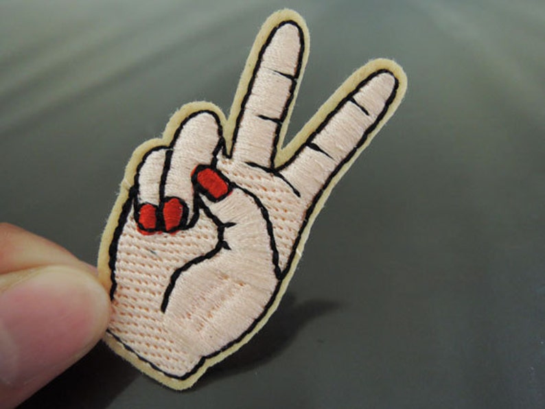 Iron on Patch Finger Patch Feminist Finger With Red Nail - Etsy