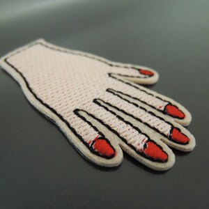 Iron on Patch - Finger Patch Feminist Five Finger With Red Nail Hand ...