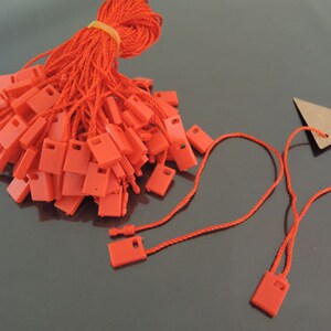 Hang Tag String - 100pcs Red Hang Tag String With Plastic Fastener - Etsy