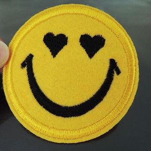 Iron on Patch - Smile Face Patches Love Eye Patch Yellow Patch Iron on ...