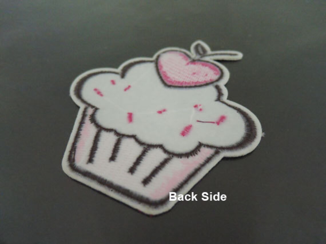 Iron on Patch Cupcake Patch Cup Cake Patches With Pink Heart - Etsy