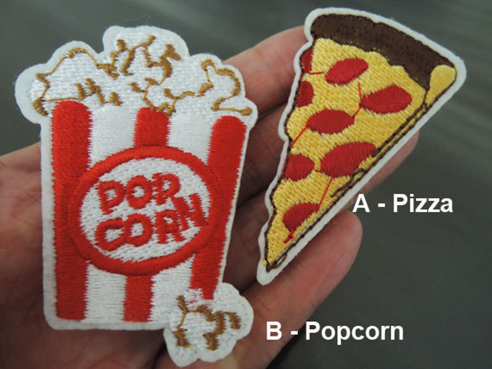 Pizza Patches or Popcorn Patches Iron on Patch or Sewing on - Etsy