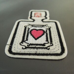 Perfume Patch Perfume Bottle With Pink Heart Patches Applique Embroidered Patch Iron on Patch ...
