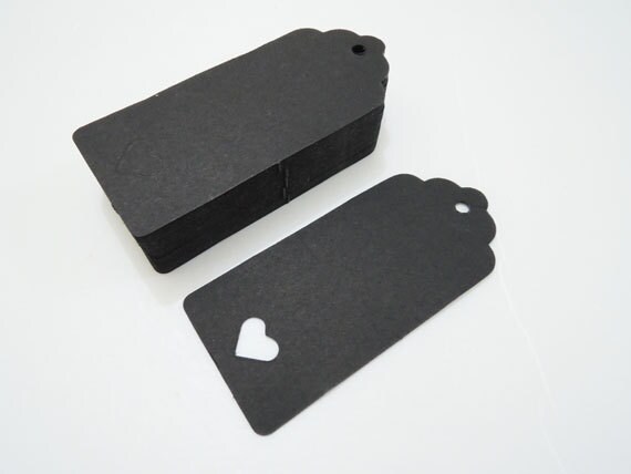 Black Paper Tags 50pcs Black Tags Love Heart Tag Wedding - Etsy