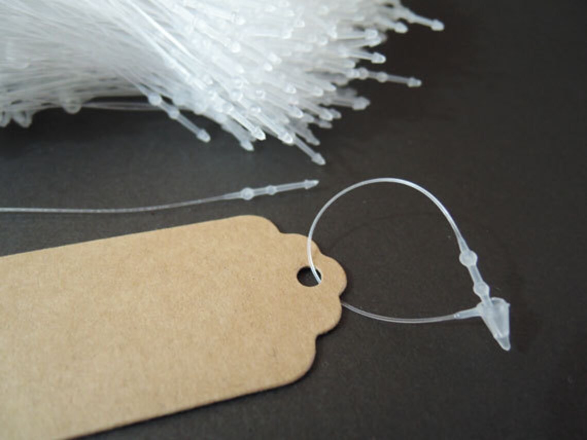 1000pcs Clear White Snap Lock Tag String Clothing Tag String Hang Tag ...