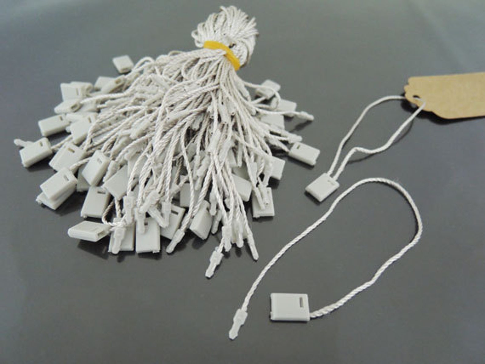 Hang Tag String 100pcs Light Grey Hang Tag String With Plastic Fastener ...