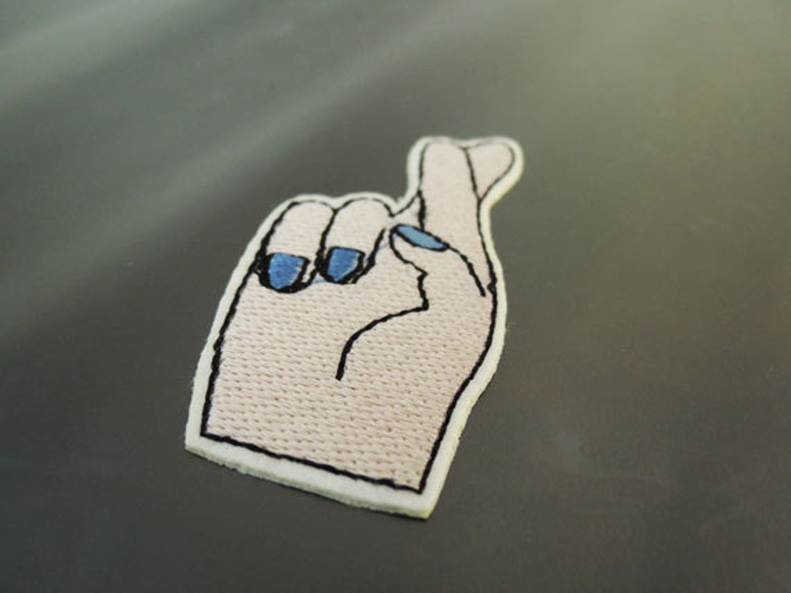 Iron on Patch Finger Patch Finger with Blue Nail Hand | Etsy