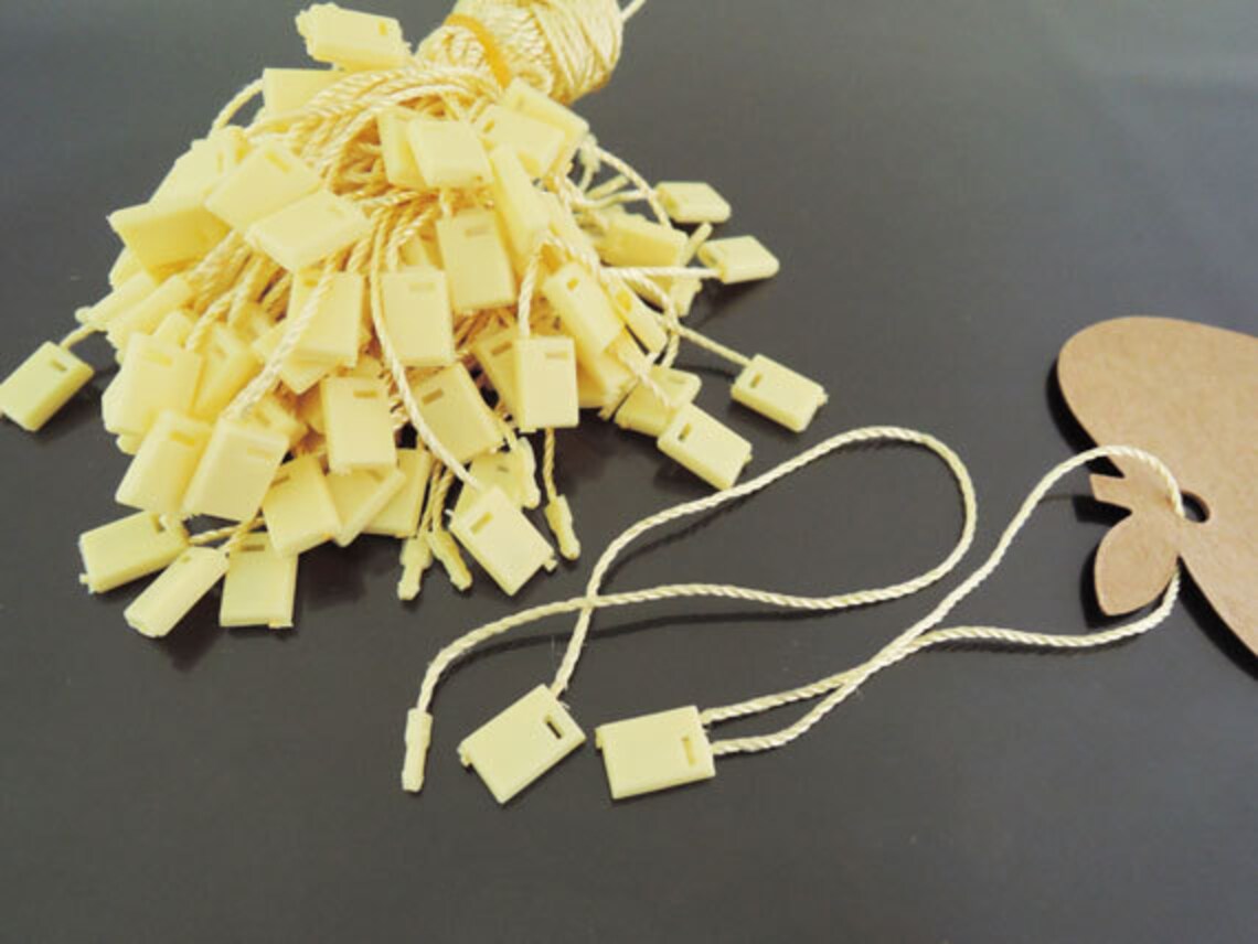 Hang Tag String 100pcs Yellow Hang Tag String With Plastic | Etsy