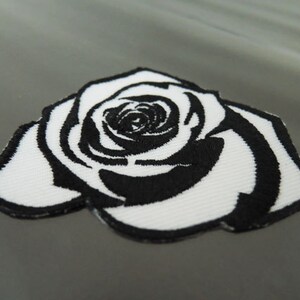 Iron on Patch - Rose Patch Black and White Rose Flower Patch Flowers ...