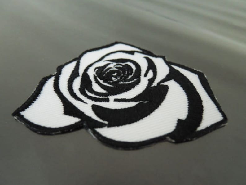 Iron on Patch Rose Patch Black and White Rose Flower Patch - Etsy