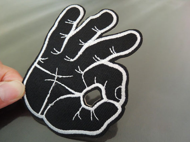Iron on Patch - OK Patches Okay Hand Sign Finger Iron on Applique ...