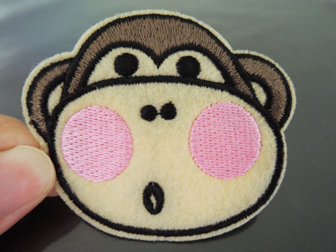 Iron on Patch - Monkey Patches Animal Monkeys Pink Face Patch Applique ...
